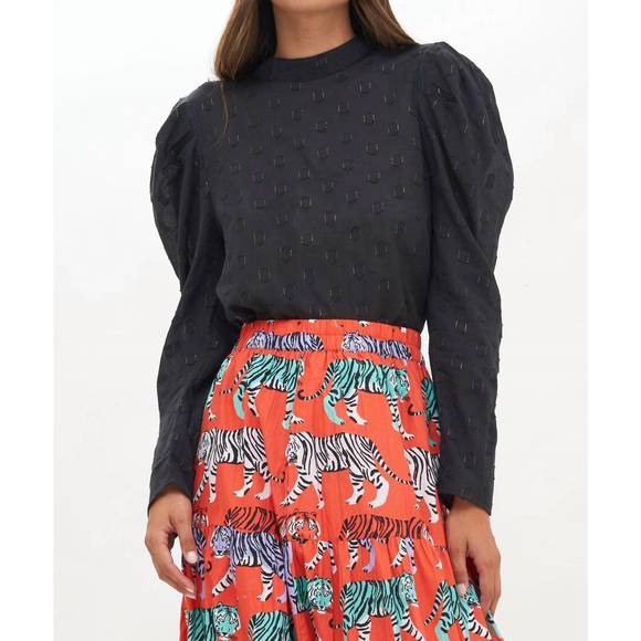Oliphant | Tops | New Oliphant Mock Neck Blouse In Midnight Black Gold ...